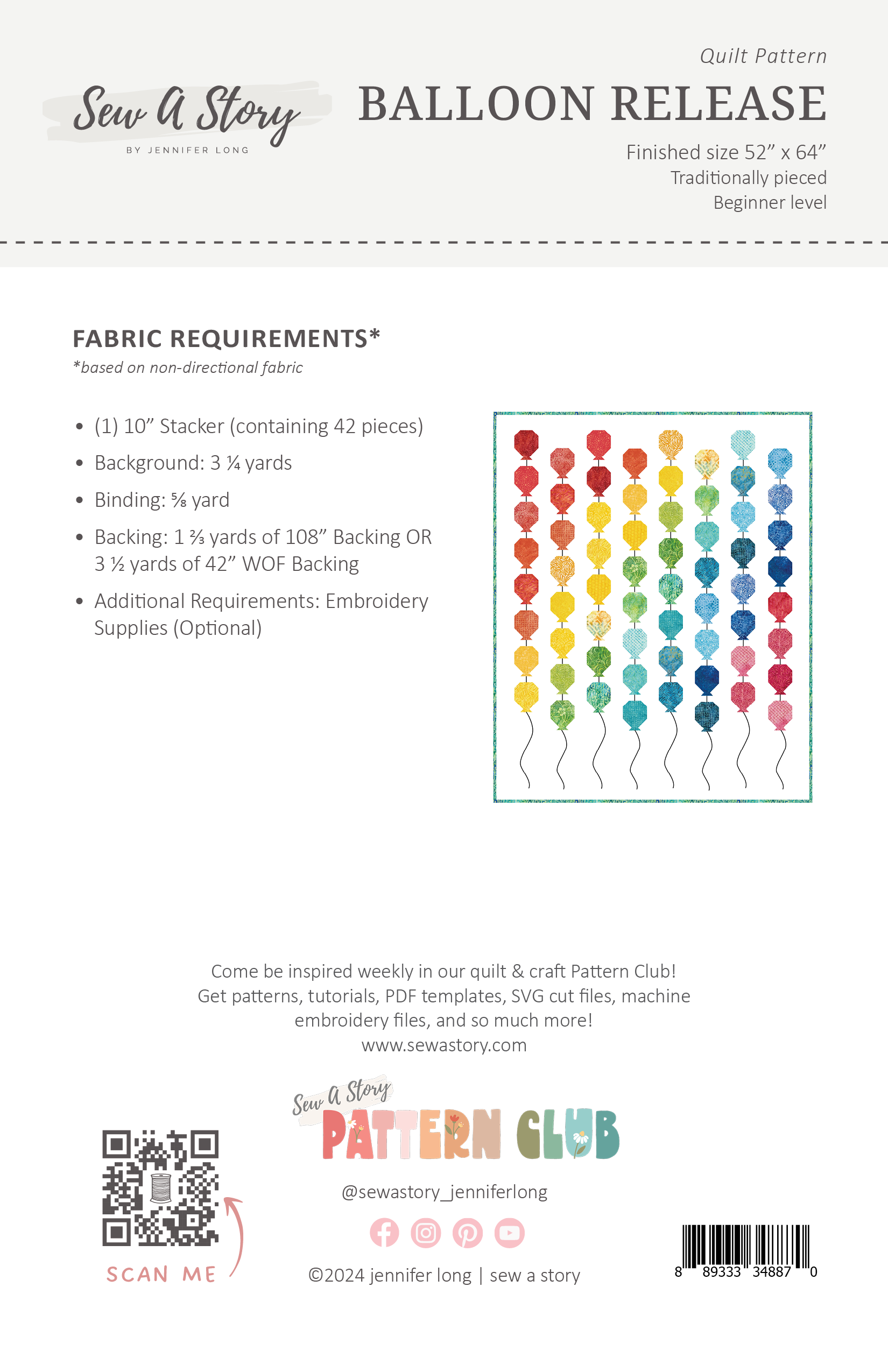 Balloon Release Quilt Pattern (PDF) – Sew A Story