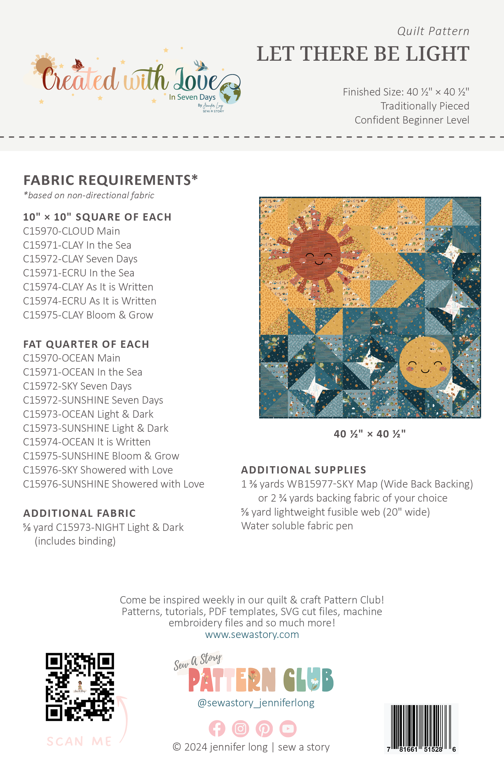Let There Be Light – Digital Quilt Pattern – Sew A Story